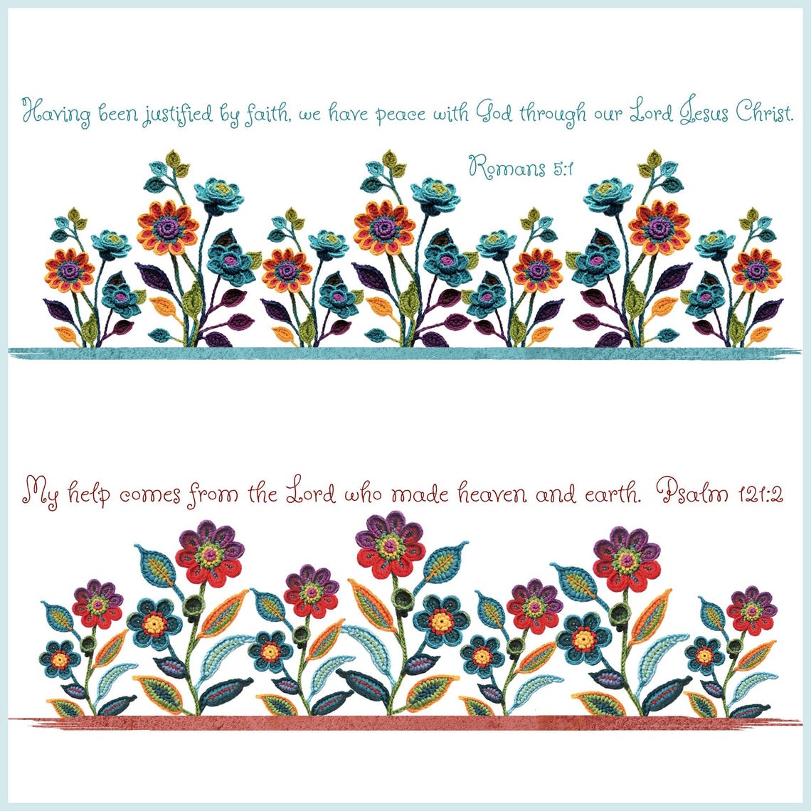 Bible Verse Border Crocheted Flowers Scripture Quotes Christian Crafts ...