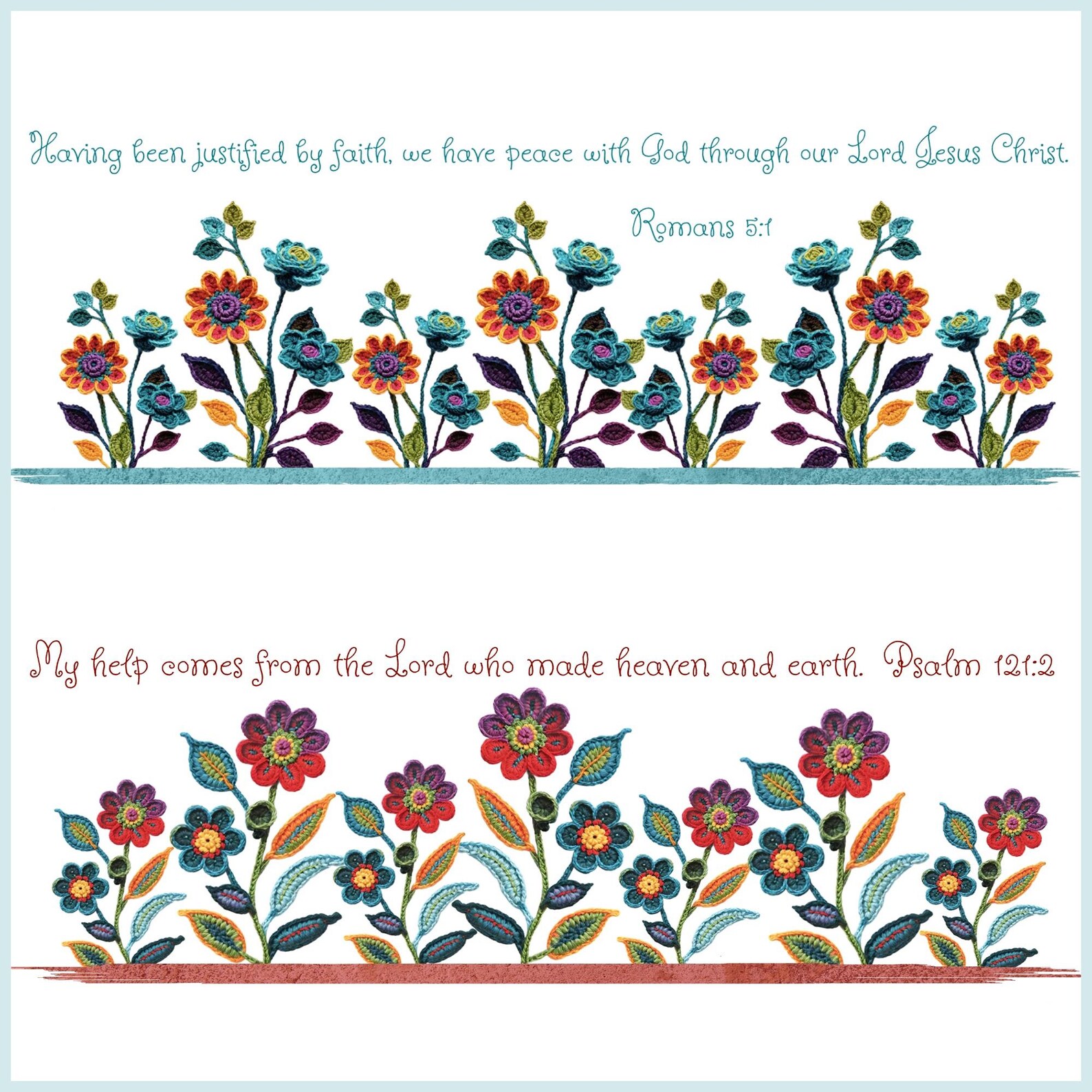 Bible Verse Border Crocheted Flowers Scripture Quotes Christian Crafts ...