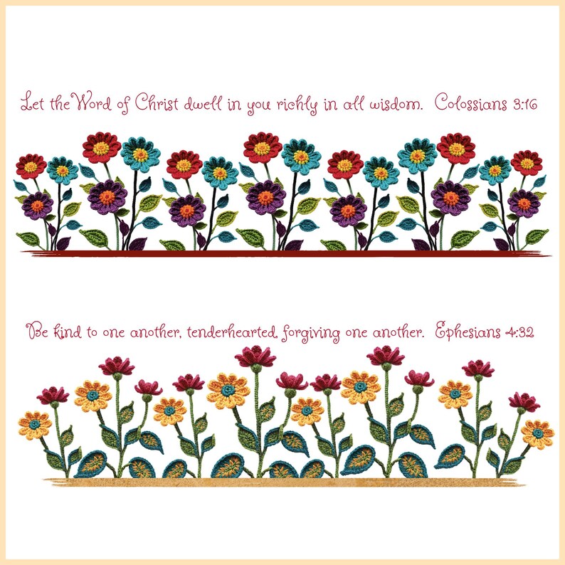 Bible Verse Border Crocheted Flowers Scripture Quotes Christian Crafts ...