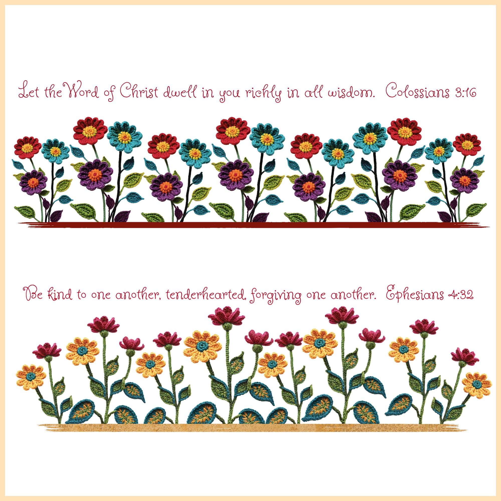 Bible Verse Border Crocheted Flowers Scripture Quotes Christian Crafts ...