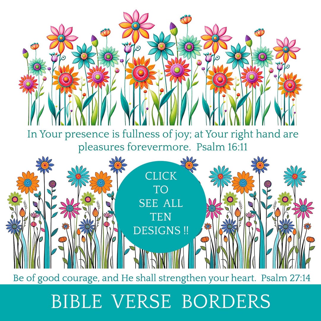 Bible Verse Whimsical Flowers Border Christian Craft Supplies Wall Art ...