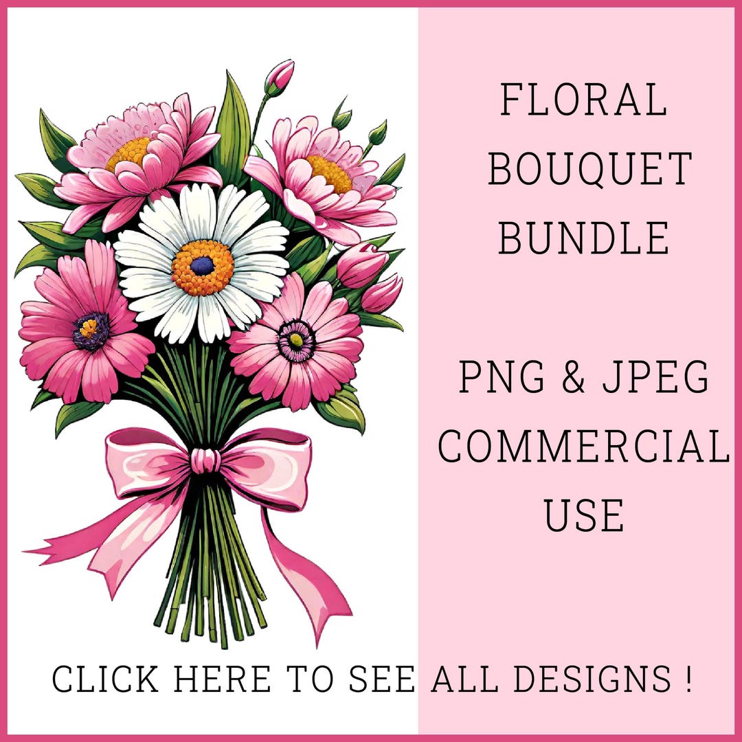 Floral Bouquet Bundle Clipart Flowers Posy With Bows Card Making ...