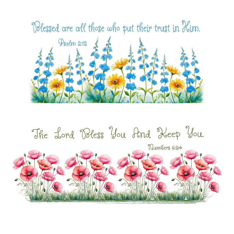 Bible Verse Floral Border Clipart, Digital Download, Scripture Verse ...
