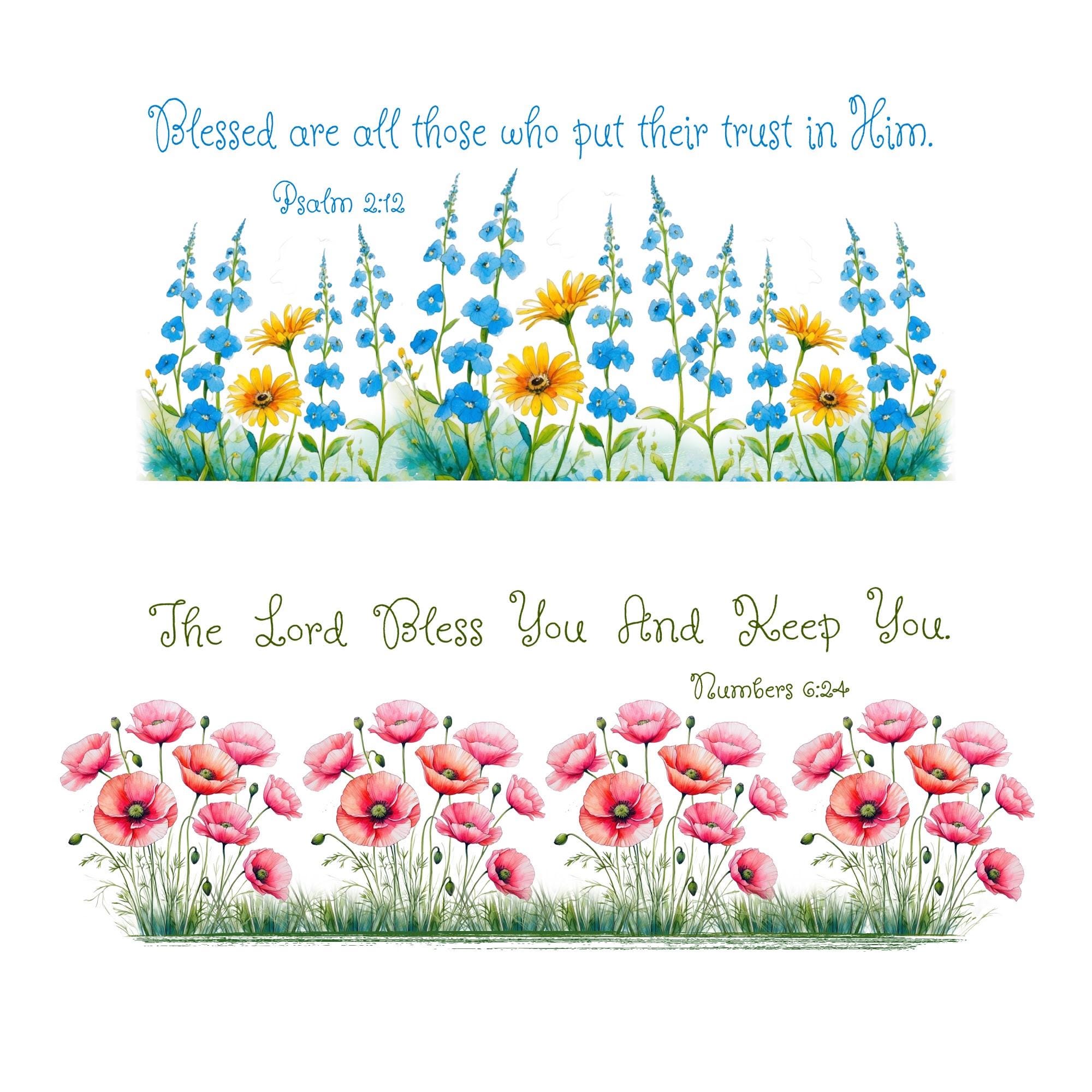 Floral Bible Verse Borders Clipart: Scripture Quotes (digital Download ...