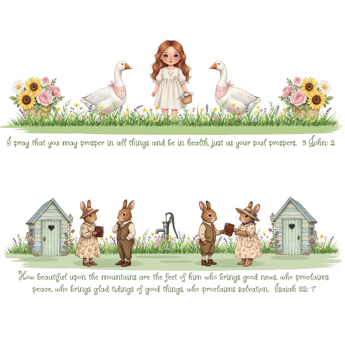 Bible Verse Borders Clip Art Christian Crafts Cottage-core PNG and JPEG ...