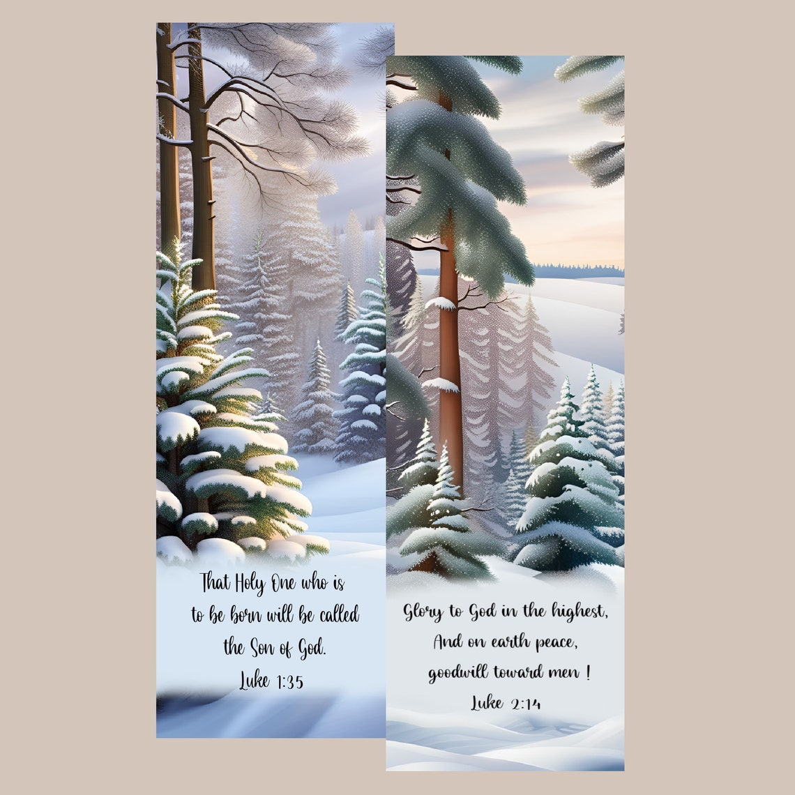 Bible Verse Bookmarks Christmas Scripture Verses With 8 Winter Scenery ...