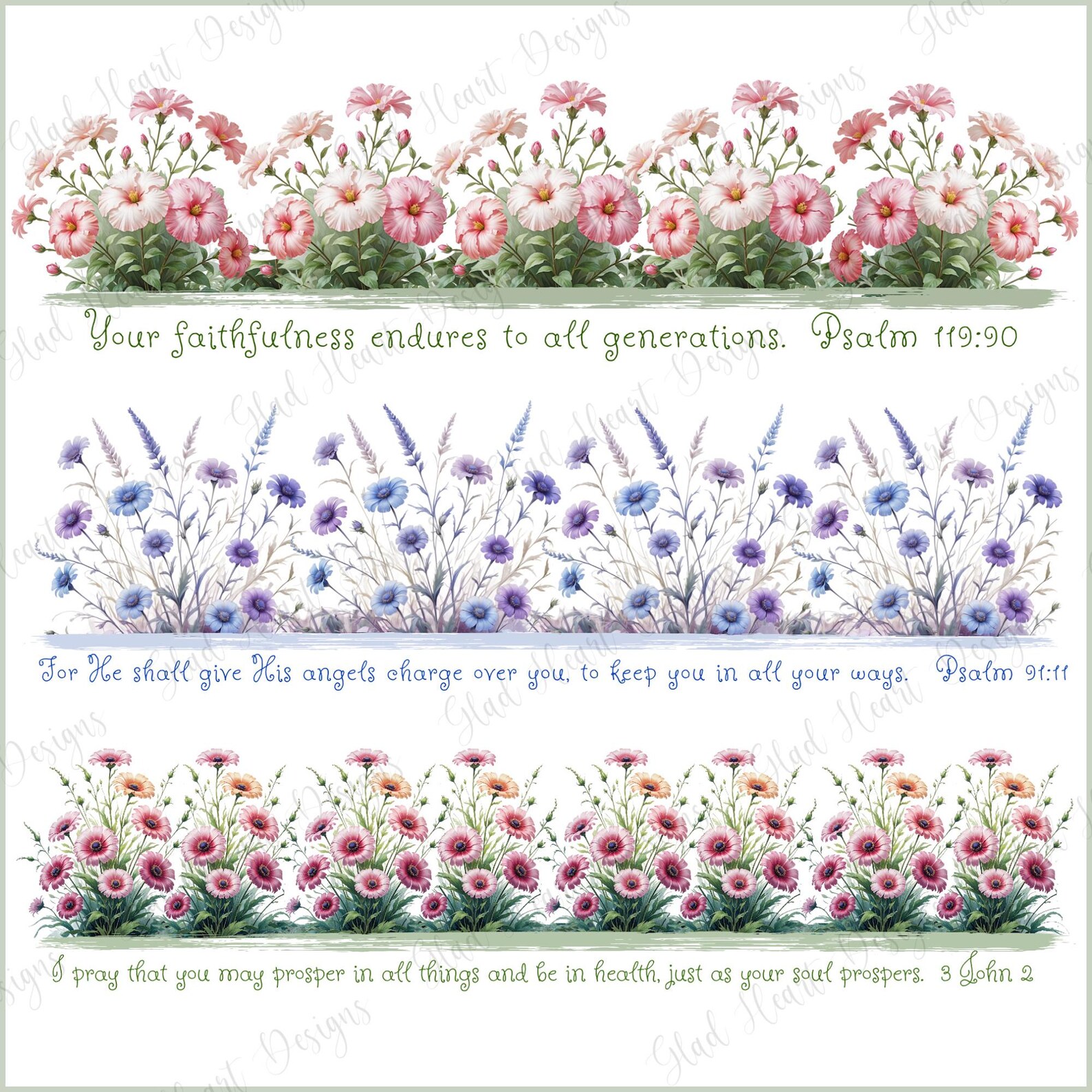 Bible Verse Clipart, Scripture Borders, Inspirational Floral, Card ...