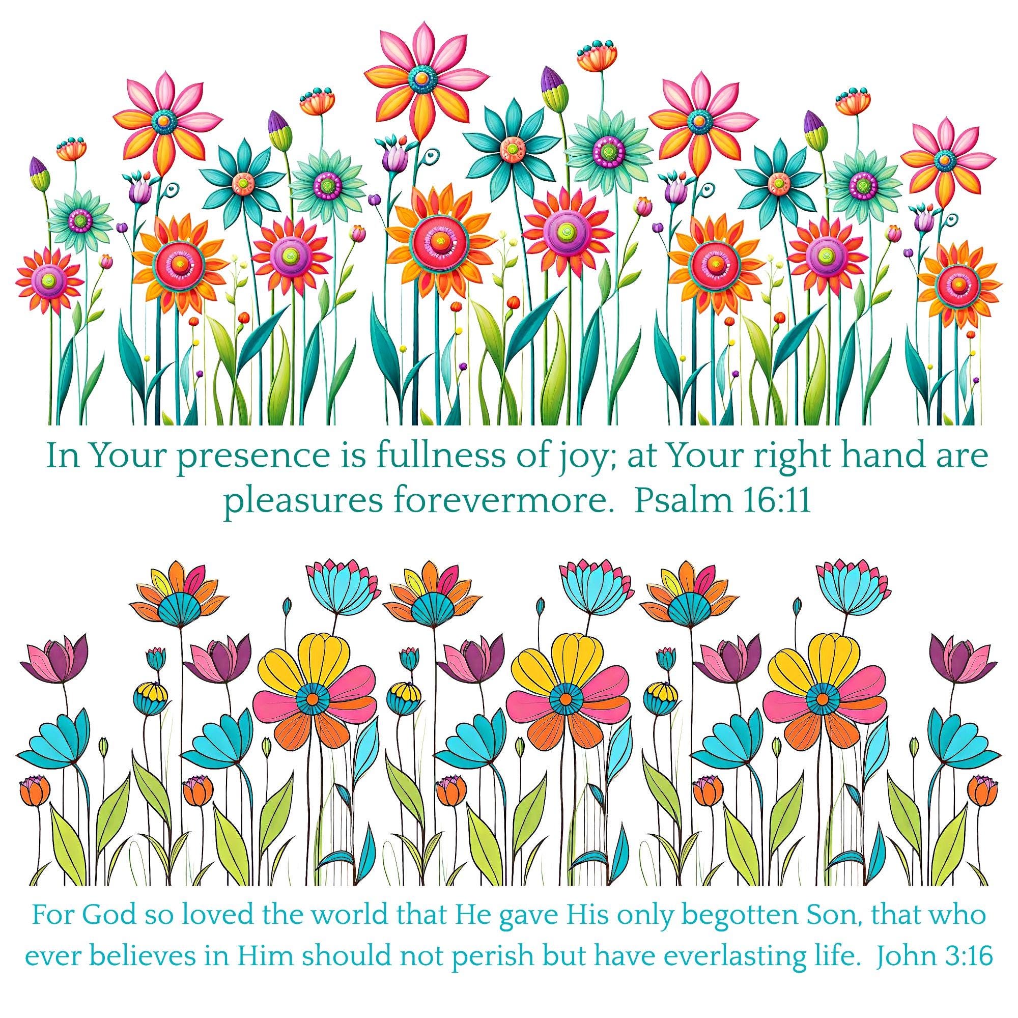 Bible Verse Borders, Scripture PNG, Whimsical Flowers, Christian Craft ...