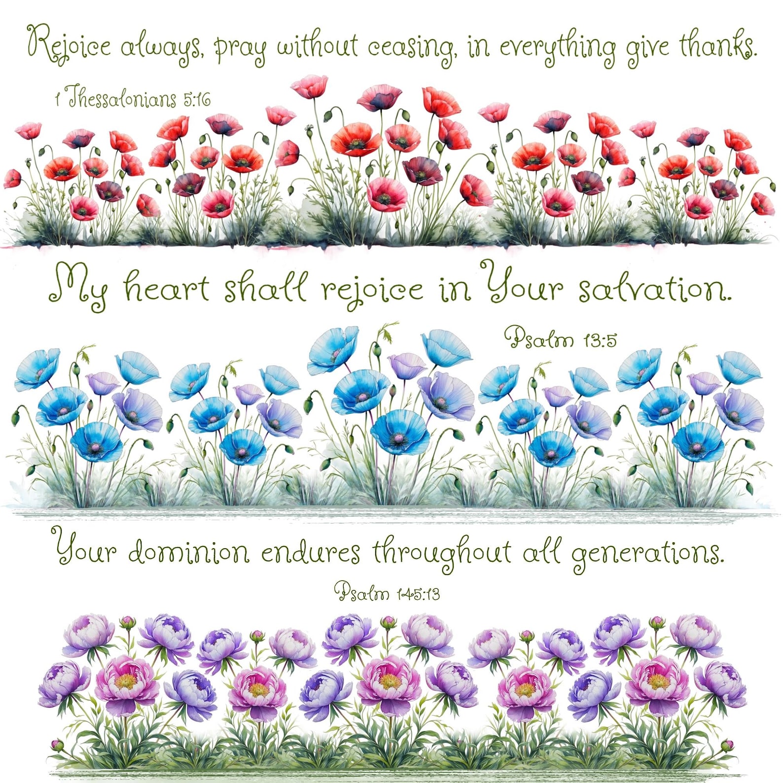 Floral Bible Verse Borders Clipart: Scripture Quotes (digital Download ...