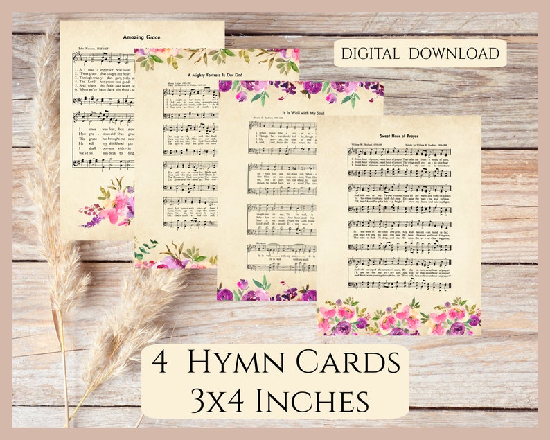 Hymn Bookmark, Hymns Prints, Old Hymns Sheet Music Ephemera, Christian ...