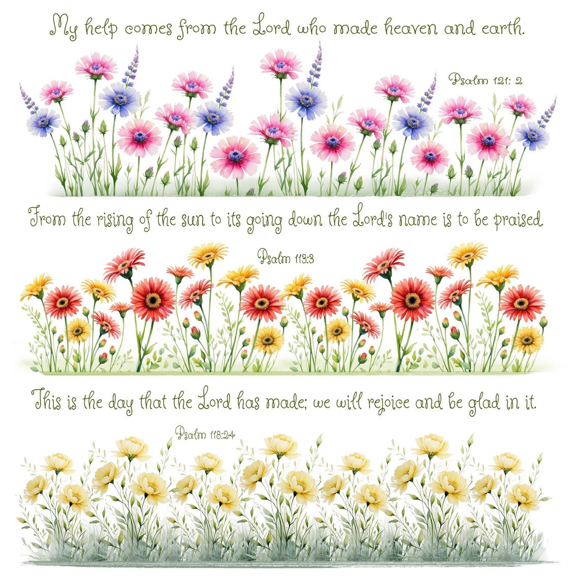 Floral Bible Verse Borders Clipart: Scripture Quotes (digital Download ...