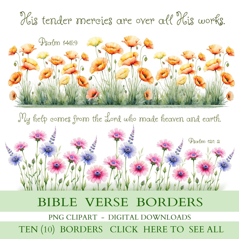 Bible Verse Clipart Bundle Floral Border Scripture Verse Christian ...