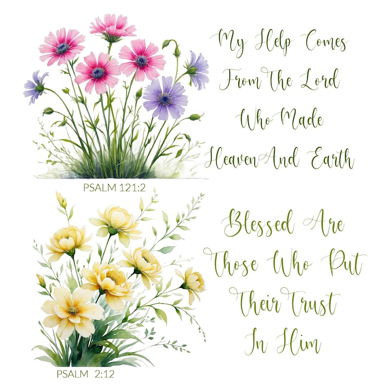 Bible Verse Bundle Floral Clipart Scripture Verse Inspirational ...