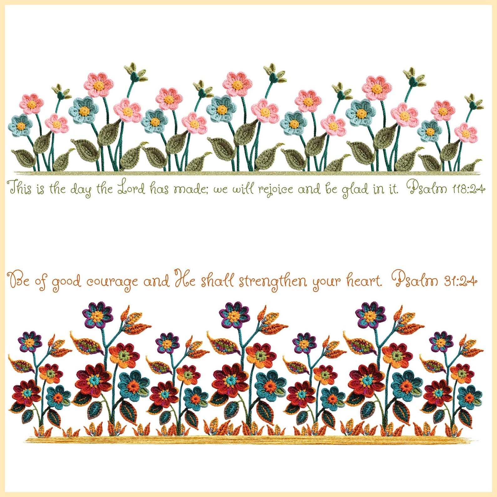 Bible Verse Border Crocheted Flowers Scripture Quotes Christian Crafts ...