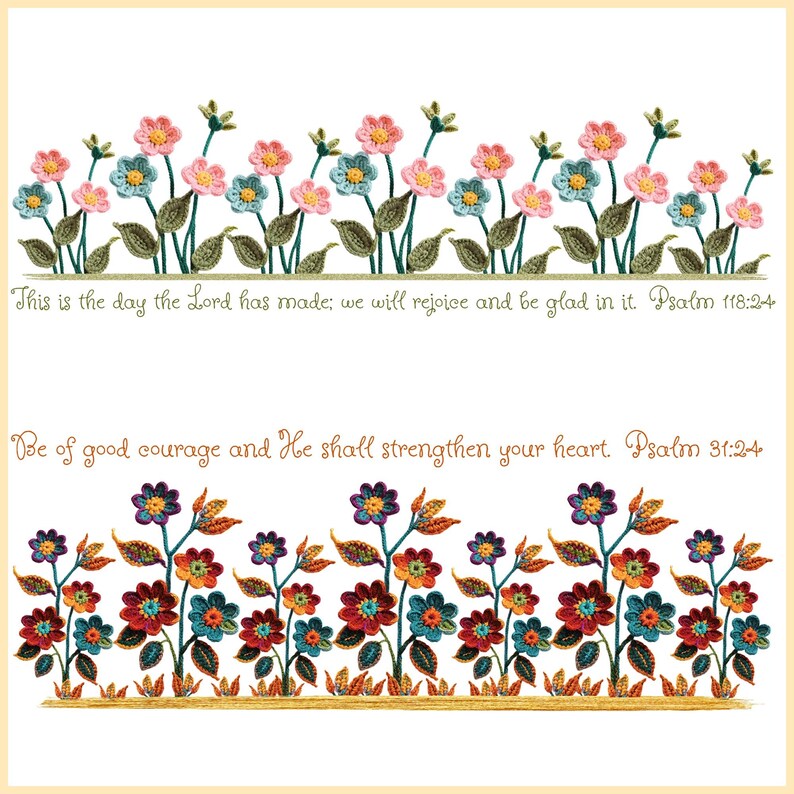 Bible Verse Border Crocheted Flowers Scripture Quotes Christian Crafts ...