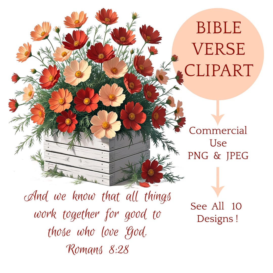 Bible Verse Clipart Bundle With Flowers & Inspirational Christian ...