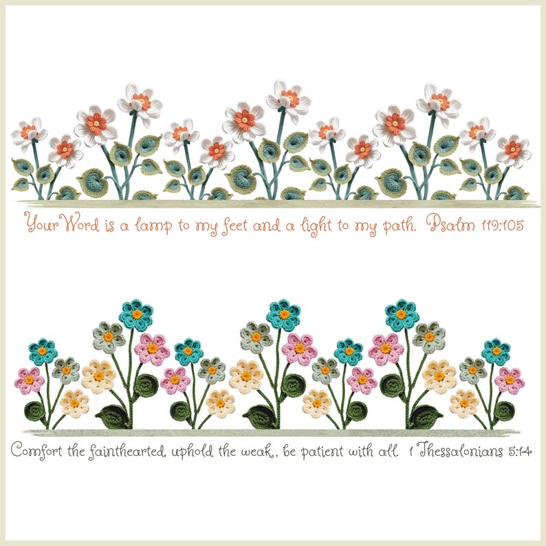 Bible Verse Border Crocheted Flowers Scripture Quotes Christian Crafts ...