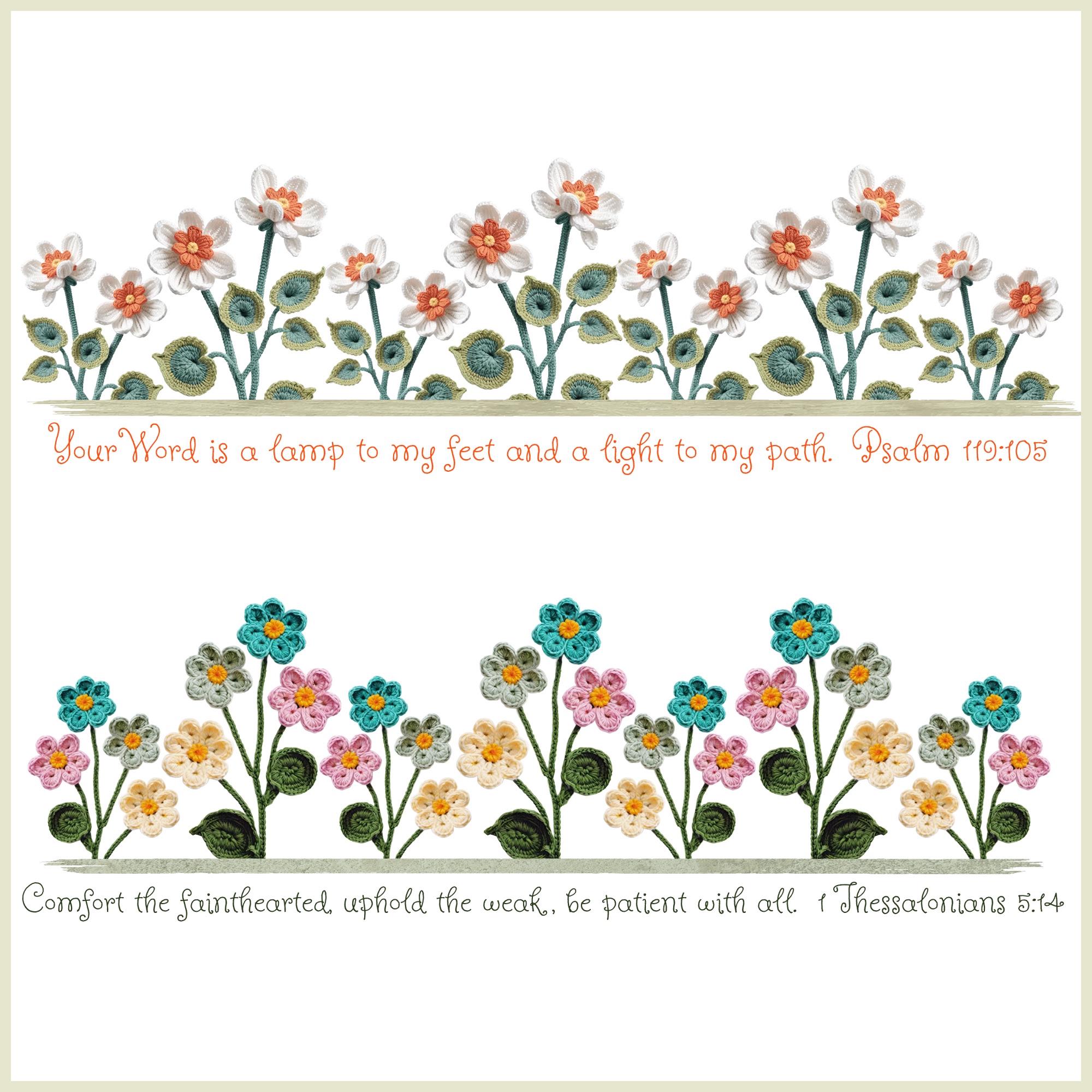 Bible Verse Border Crocheted Flowers Scripture Quotes Christian Crafts ...