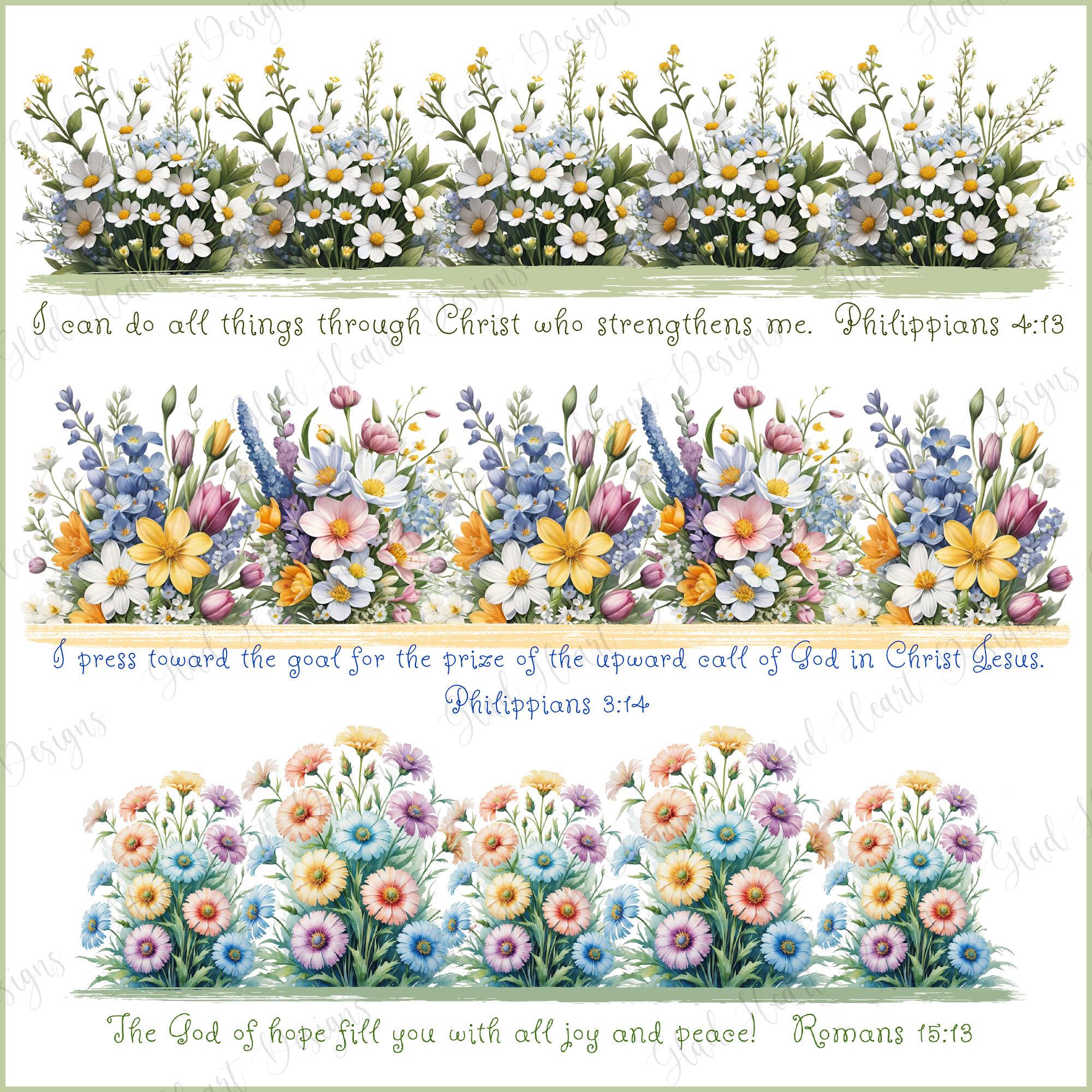 Bible Verse Clipart, Scripture Borders, Inspirational Floral, Card ...