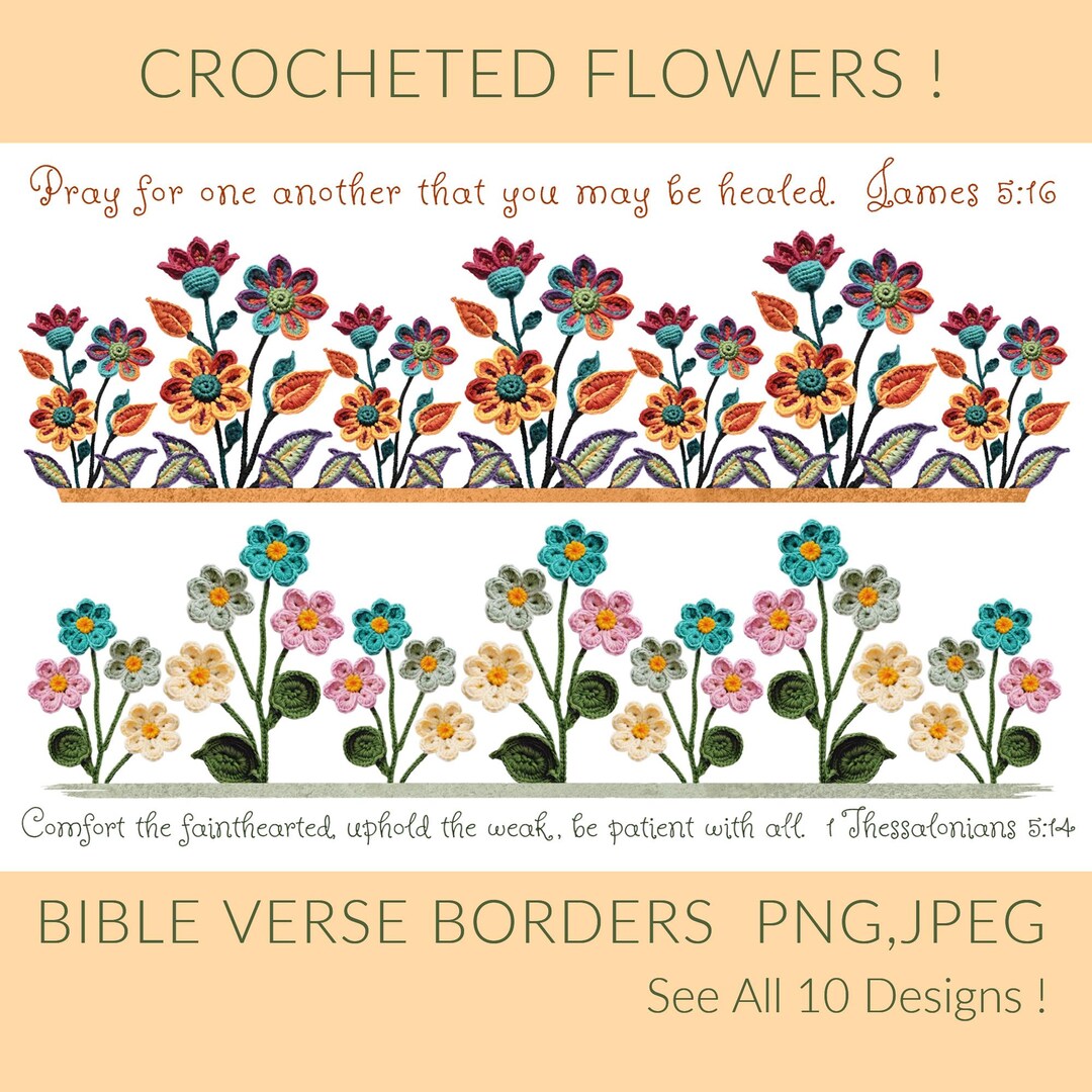 Bible Verse Border Crocheted Flowers Scripture Quotes Christian Crafts ...