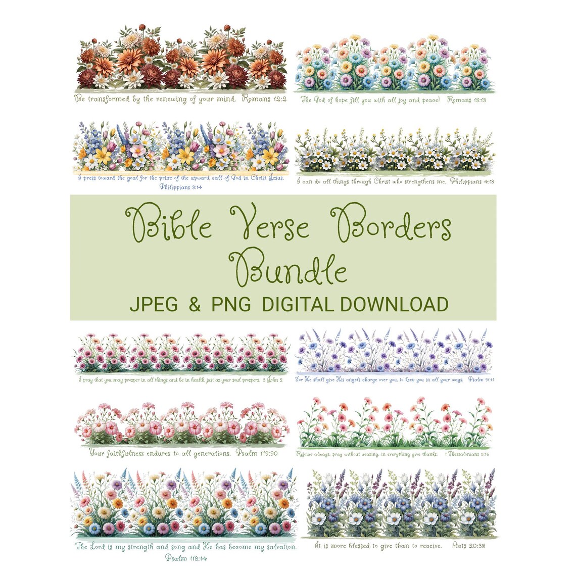 Bible Verse Clipart, Scripture Borders, Inspirational Floral, Card ...