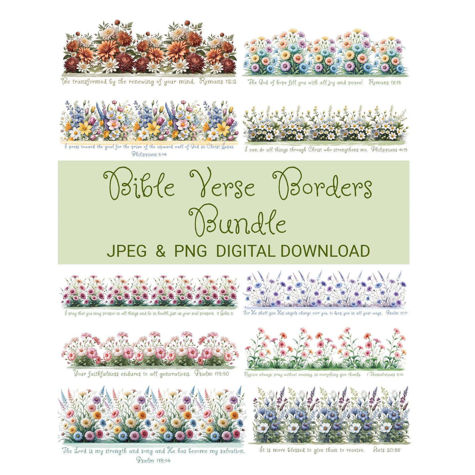 Bible Verse Clipart, Scripture Borders, Inspirational Floral, Card ...