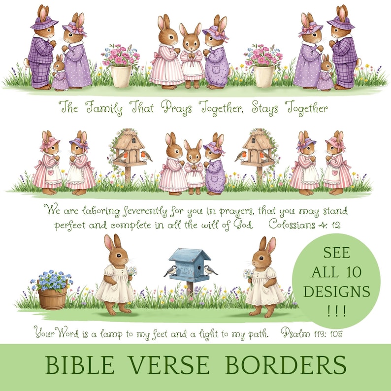 Bible Verse Borders Clip Art Christian Crafts Cottage-core PNG and JPEG ...