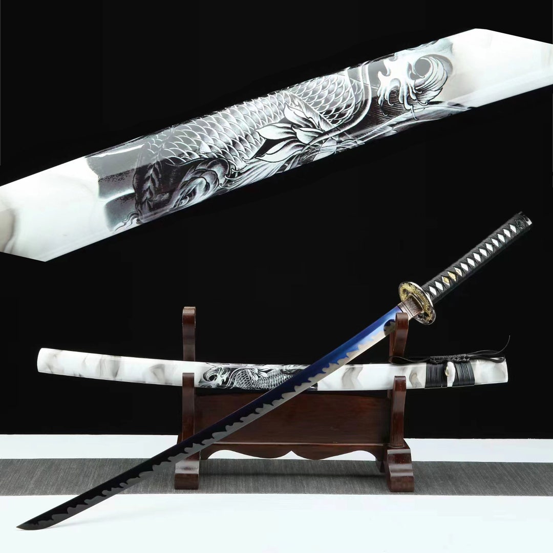 Buy Handmade Katana Japanese Samurai Sword Quan Tang Samurai Sword Blue ...