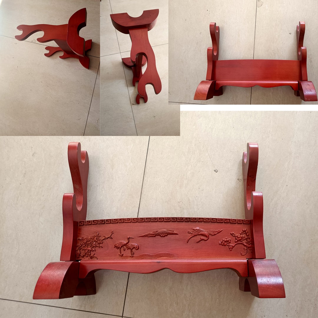 Solid Wood Sword Stand Sword Stand Double Warrior Sword - Etsy