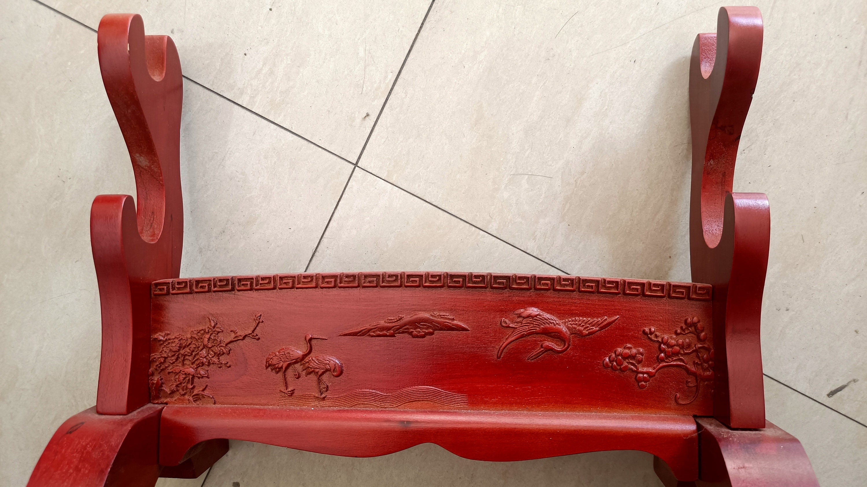 Solid Wood Sword Stand, Sword Stand, Double Warrior Sword Stand ...