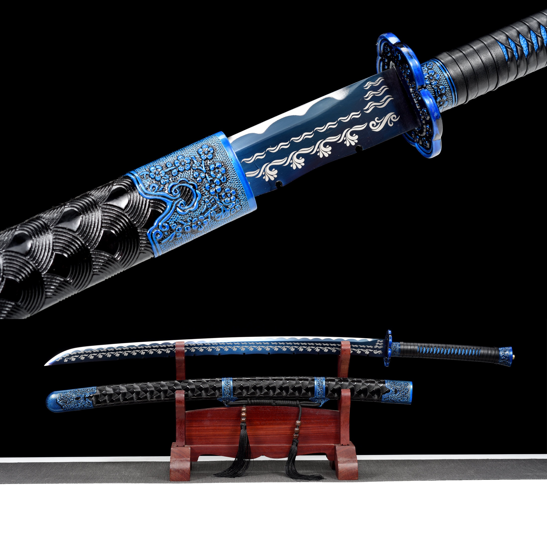 Embroidered Spring Sword Handmade Manganese Steel Full Tang Katana High ...