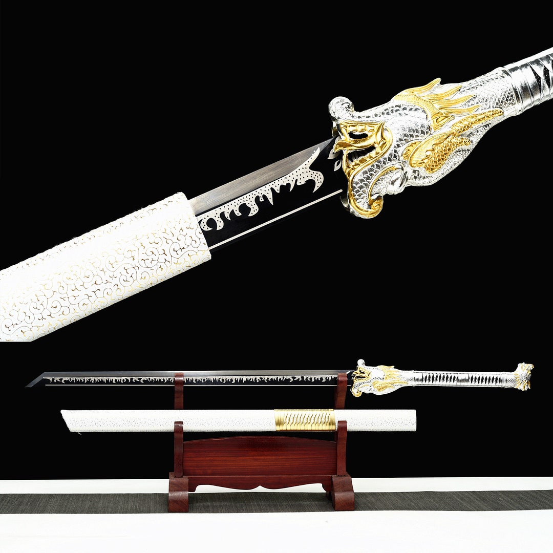 Handmade Katana Straight Sword Japanese Samurai Sword Gift Full Tang ...