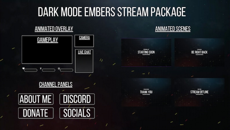 Dark Mode Animated Embers Twitch Overlay / Aesthetic & Unique ...