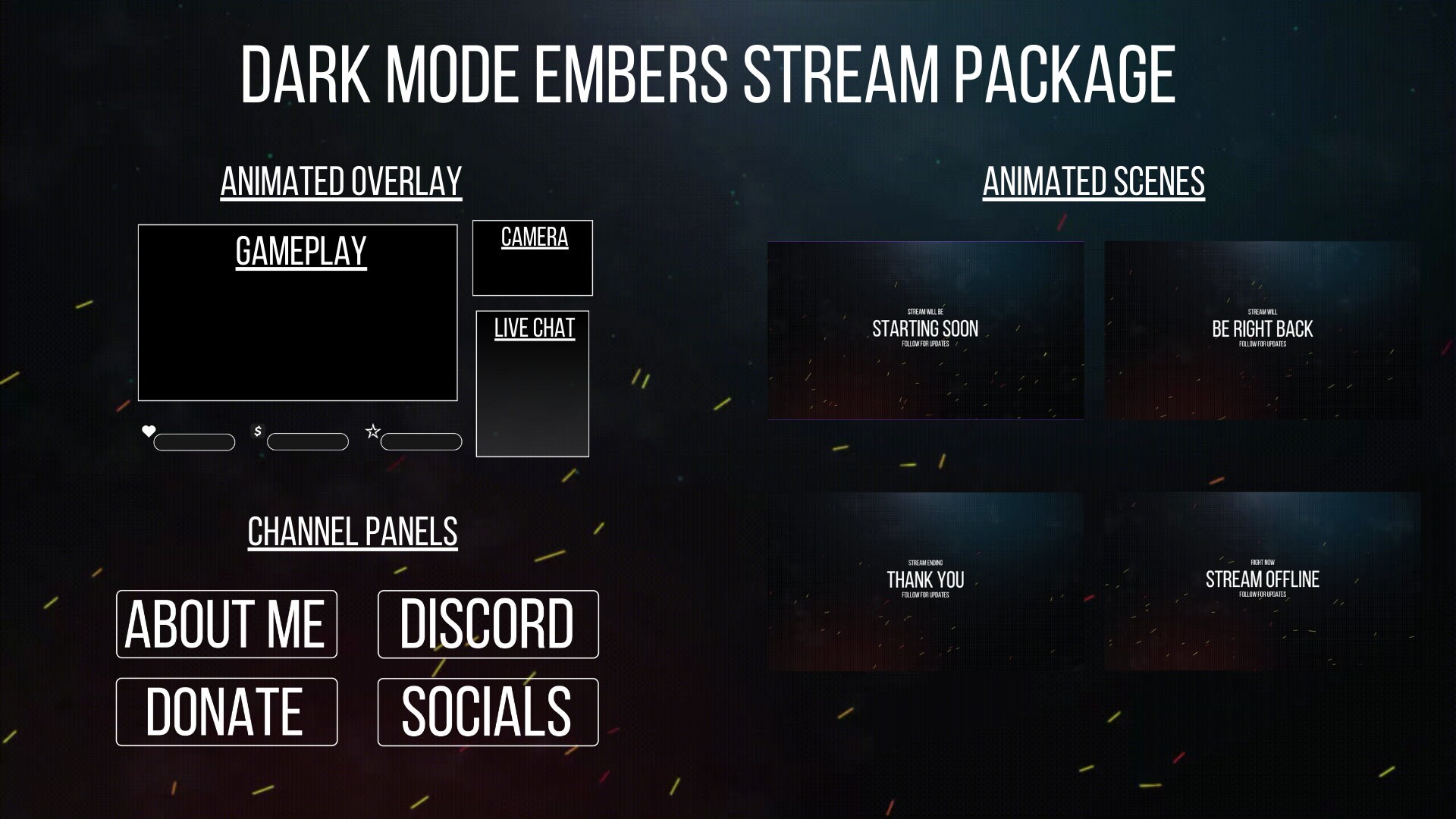 Dark Mode Animated Embers Twitch Overlay / Aesthetic & Unique ...