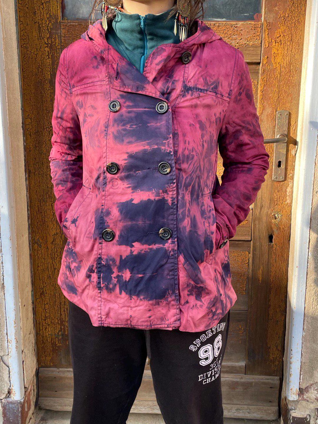 Jacket Coat Batik Wild Pink Rainbow Unicorn Boho Hippie Unique Galactic ...