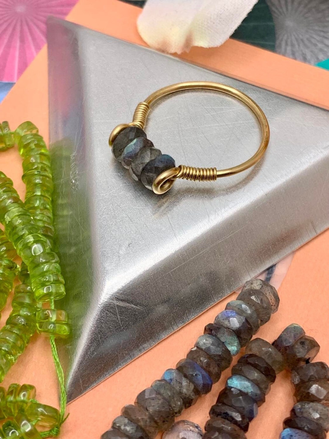 Gemstone Line Ring - *multiple Options* - Etsy