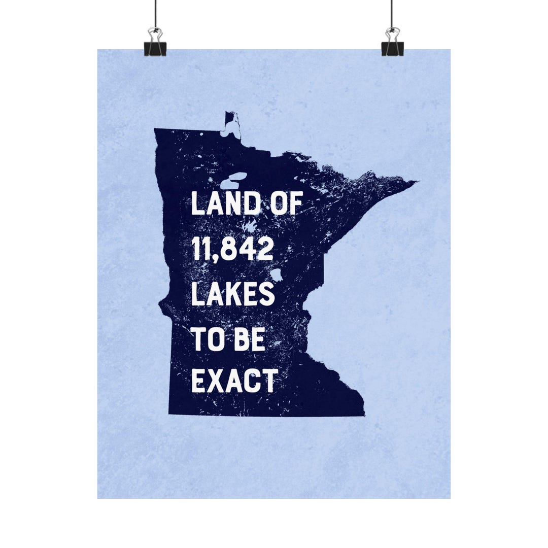 Minnesota Lakes Map Print, Land of 10000 Lakes Print, Lake Poster, Lake ...