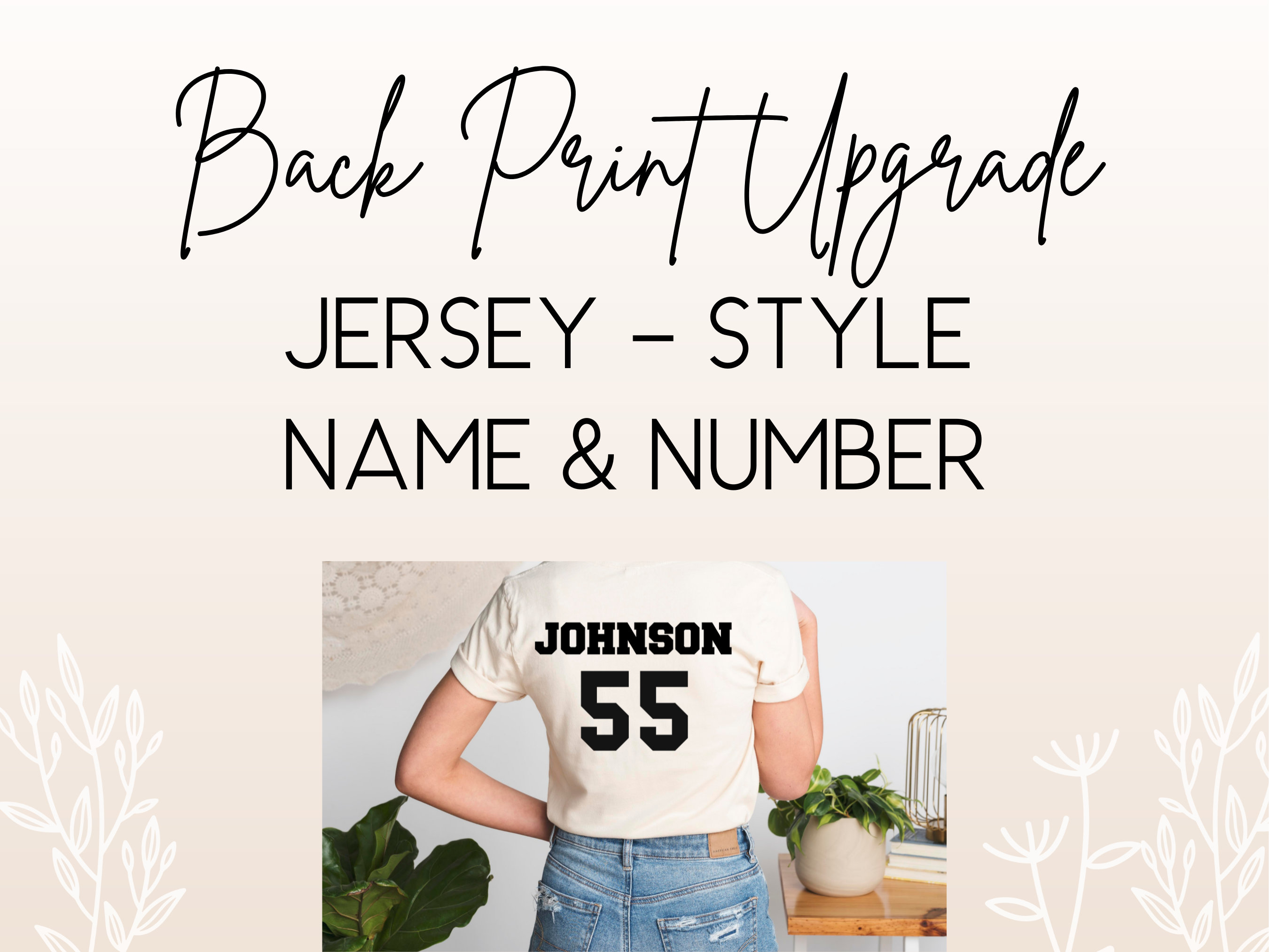 Back Print Upgrade - MUST Be Purchased With a Shirt - Jersey Style Name ...
