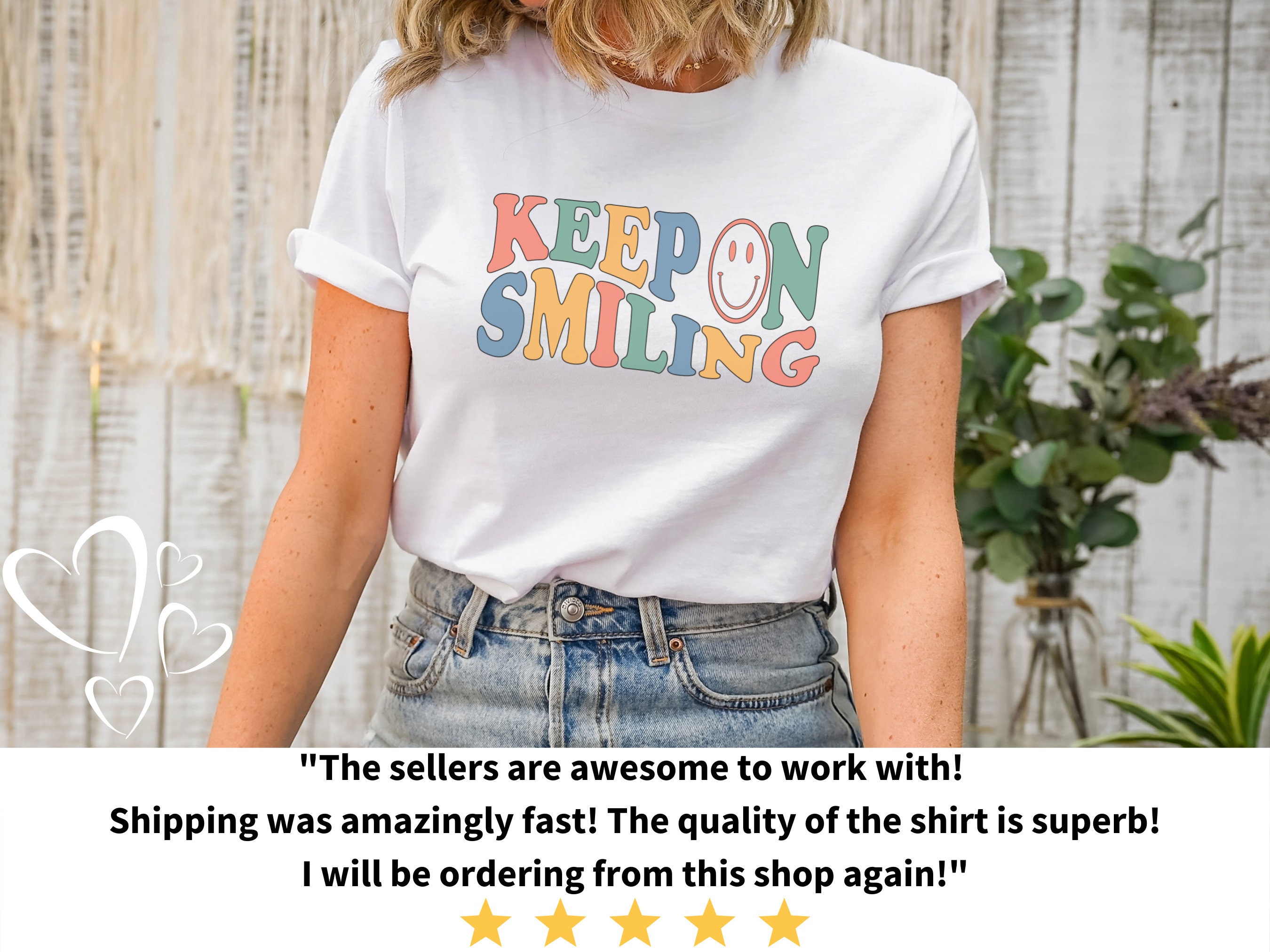 Keep on Smiling Shirt for Women - Cute Smiley Face T Shirt Gift for ...