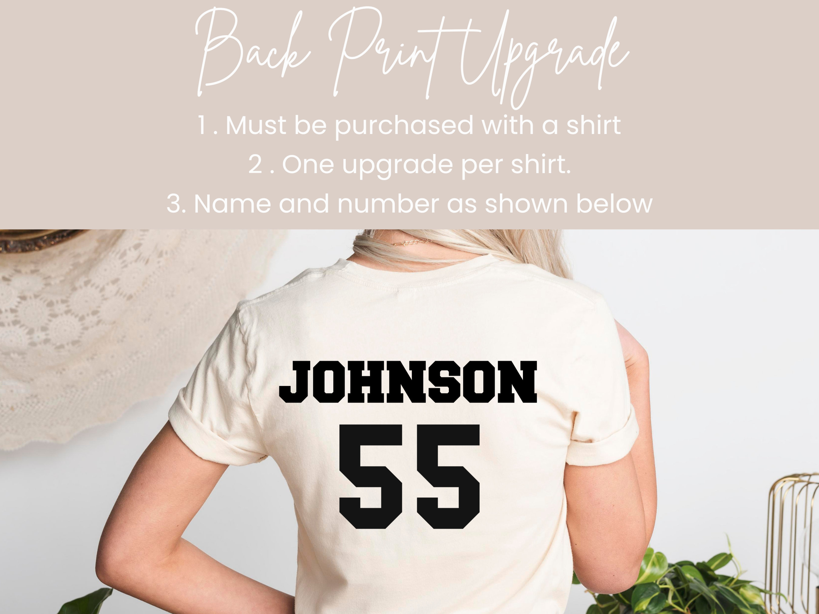 Back Print Upgrade - MUST Be Purchased With a Shirt - Jersey Style Name ...