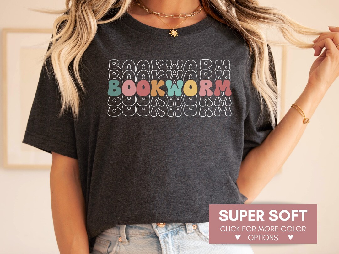 Retro Bookworm Shirt for Book Lovers, Gift for Bookish Teacher Tshirt ...