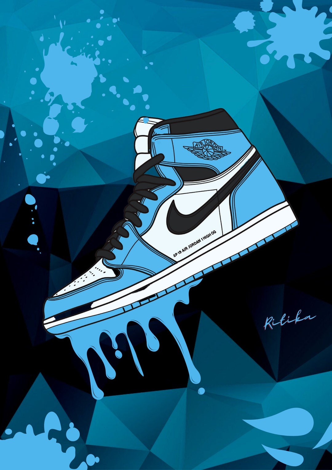 Jordan 1 Sneaker Drawing Printable Wall Art - Etsy