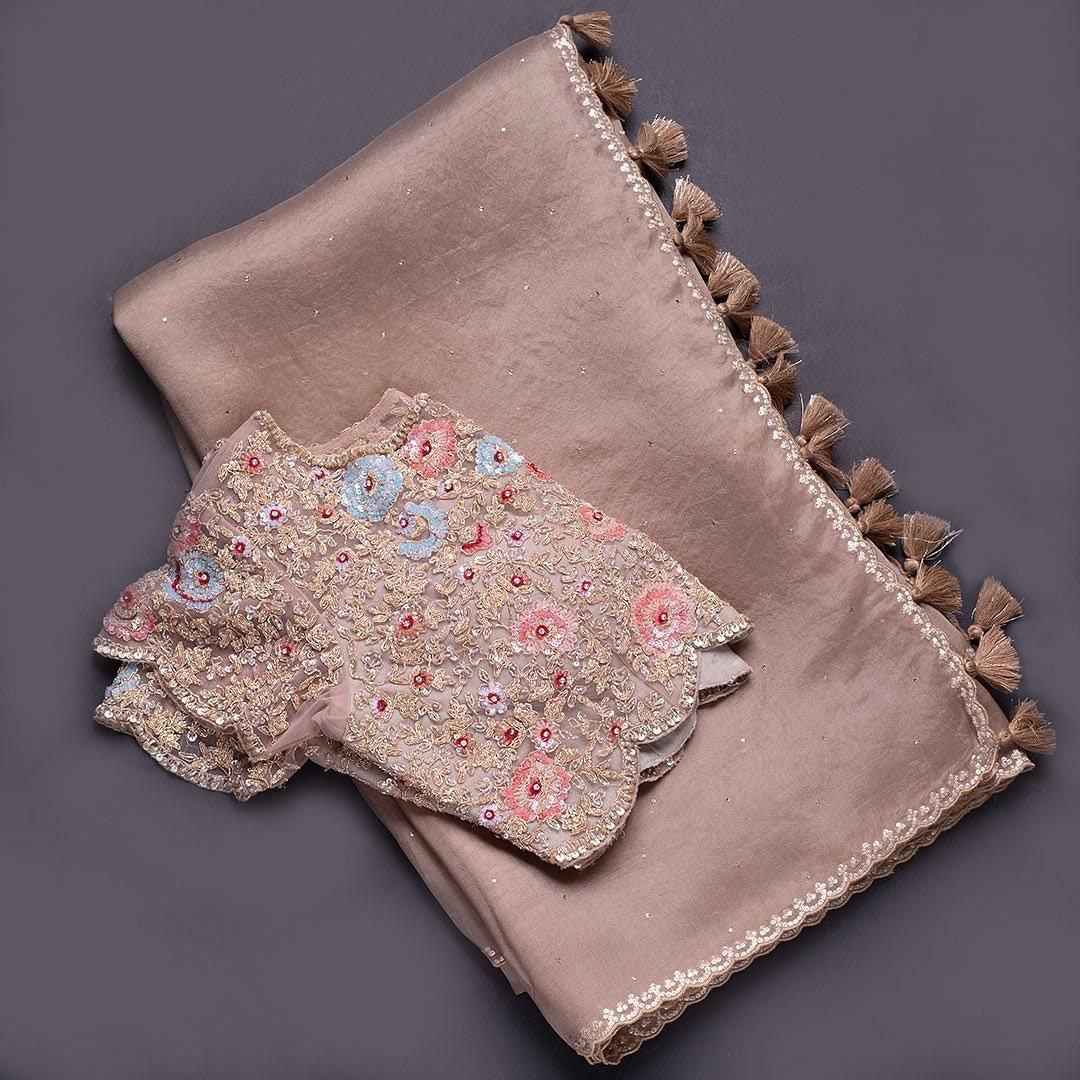 Chiku Color Organza Embroidery Sequence With Diamond Work - Etsy