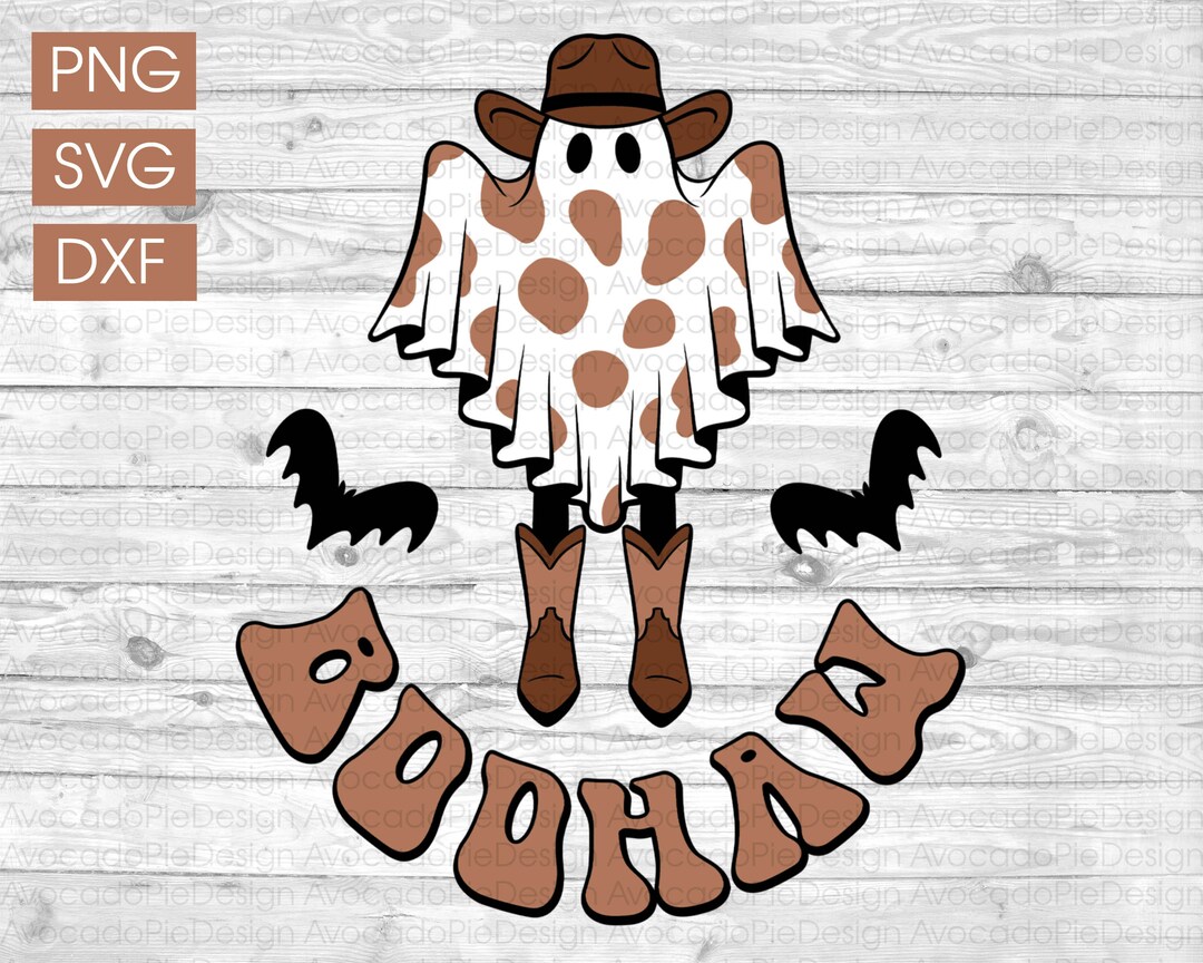 Cowboy Ghost Boohaw PNG Groovy Halloween Sublimation Designs Downloads ...