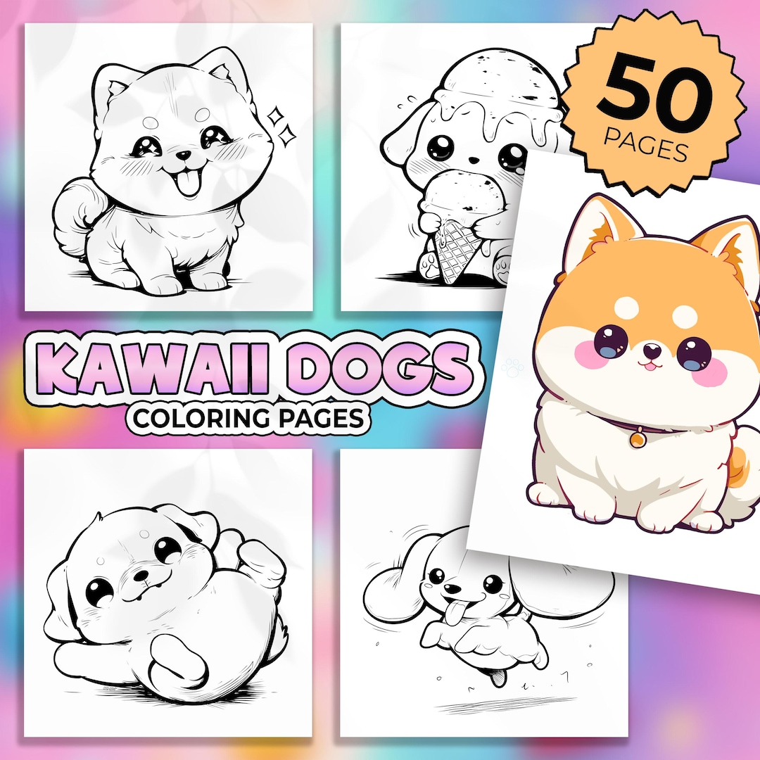 50 Kawaii Dogs Coloring Pages PDF | Kawaii Animals Coloring Pages ...
