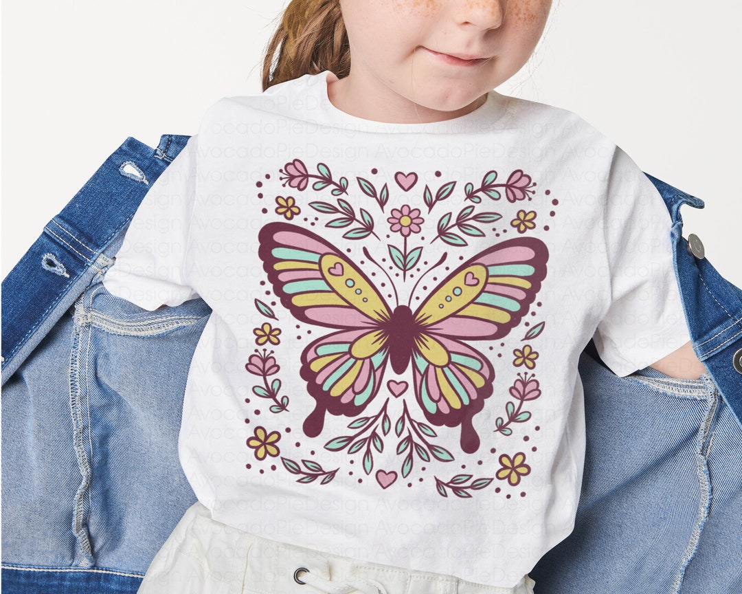 Retro Butterfly PNG Sublimation Designs | Flower PNG File for ...