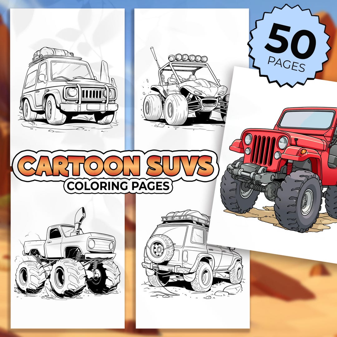 50 Cartoon SUV Coloring Pages PDF | Off-road Truck Coloring Pages for ...