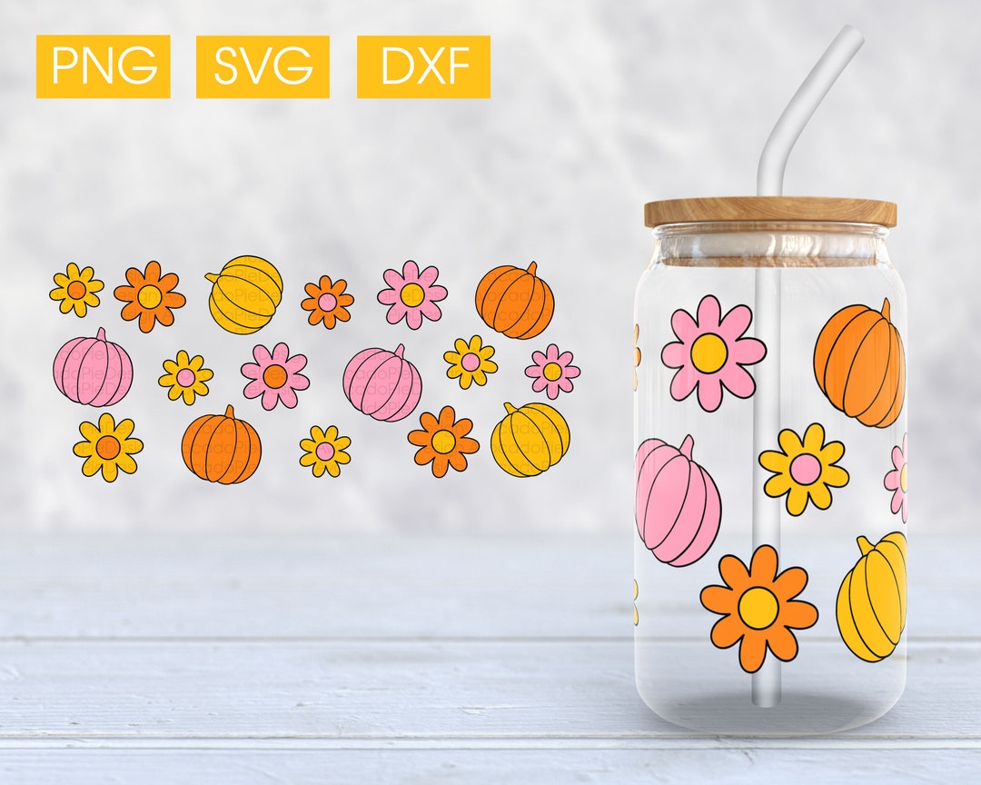 Fall Pumpkins Can Glass Wrap SVG | Halloween Glass Can Svg | Cgroovy ...