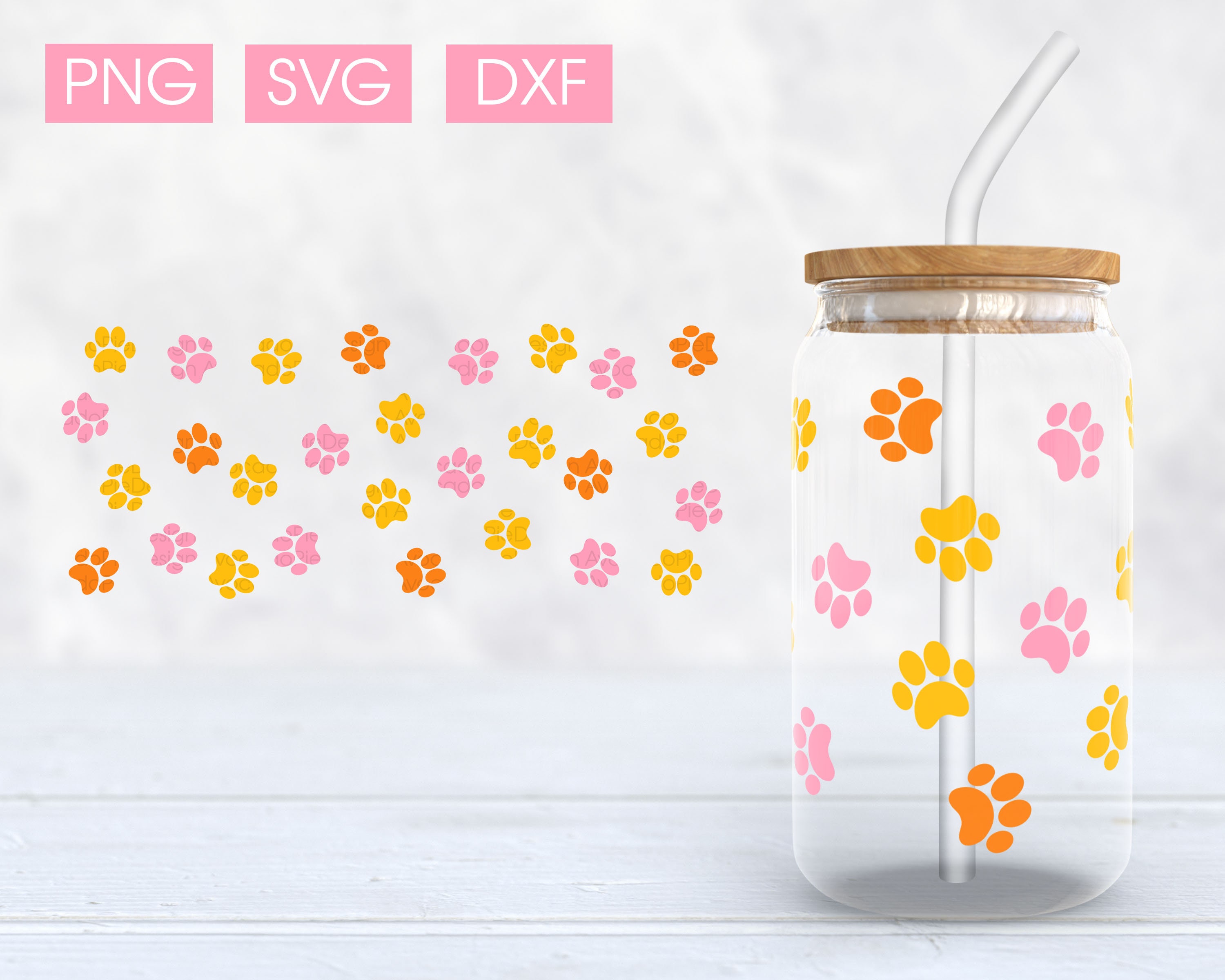 Dog Paw Print Can Glass Wrap SVG Dog Mom Glass Can Svg Dog - Etsy