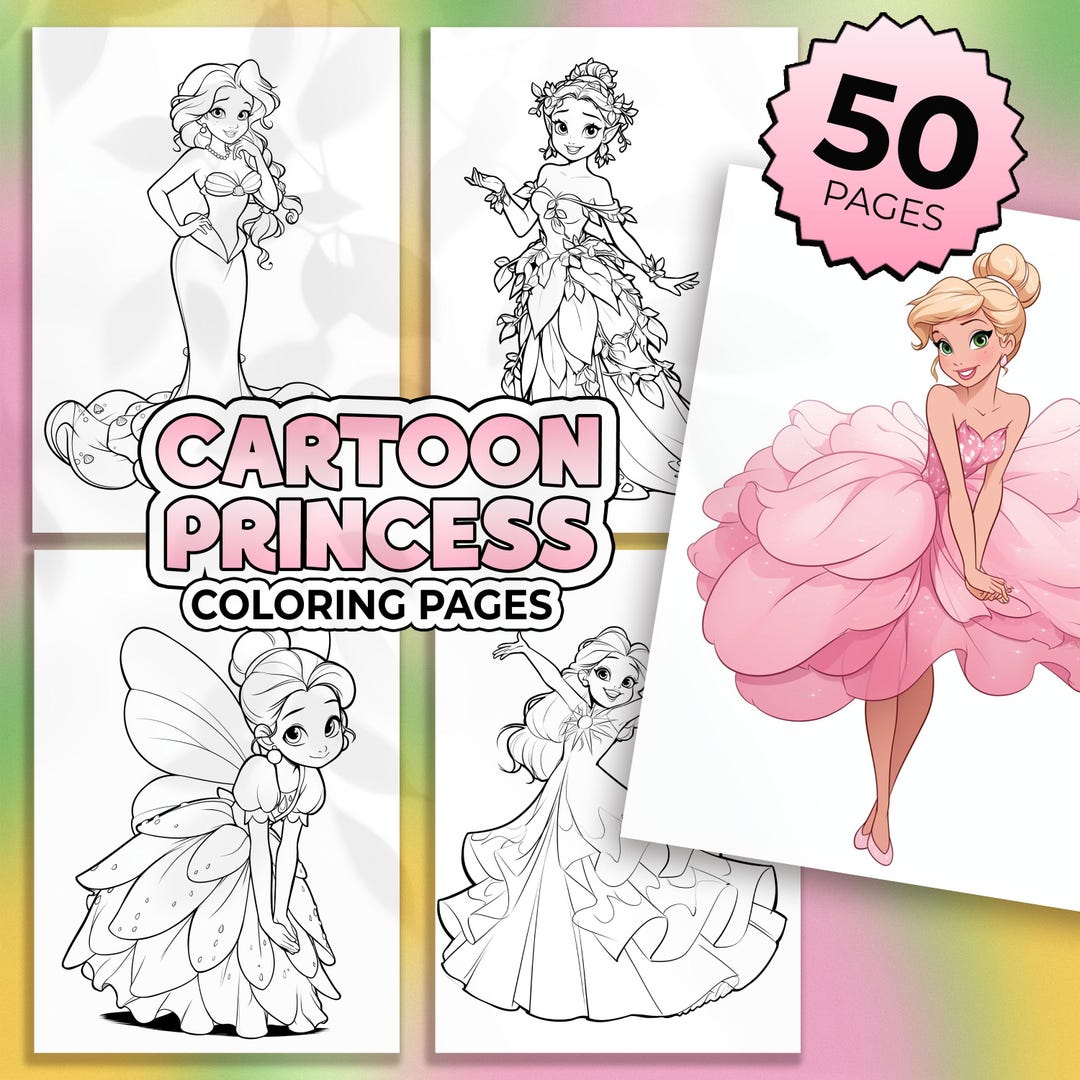 50 Cartoon Princess Coloring Pages PDF | Princesses Coloring Pages for ...